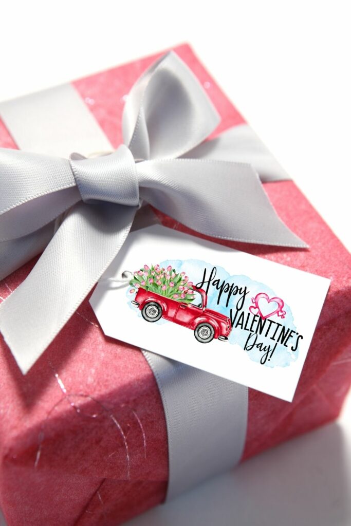 Red Truck Valentine's Day Gift Tags