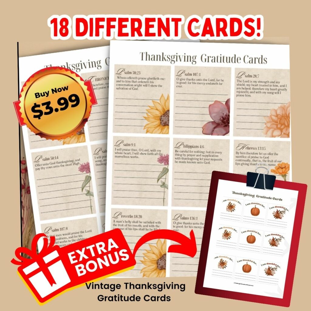 Thanksgiving Scripture Gratitude Cards with BONUS Freebie