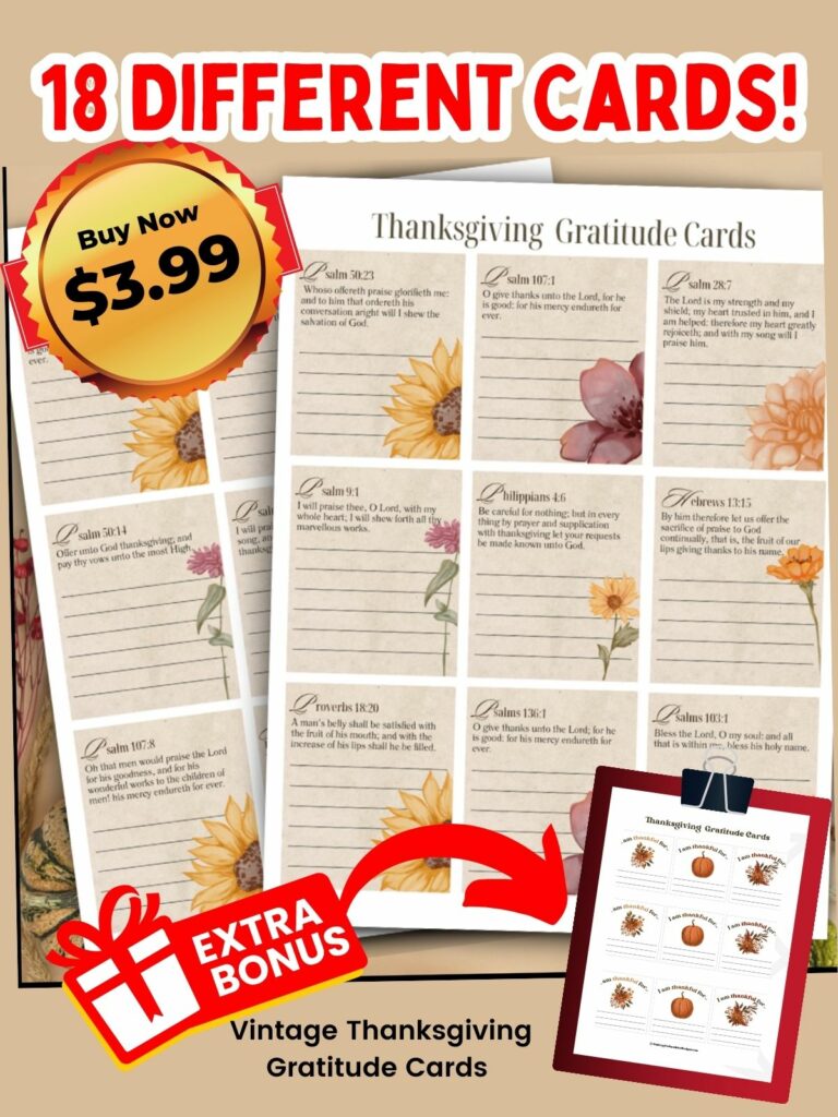 Thanksgiving Scripture Gratitude Cards with BONUS Freebie