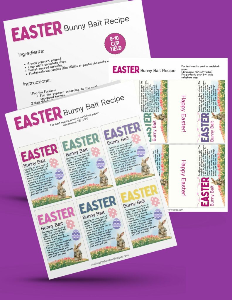 Easter Bunny Bait Gift Tags, Bag Toppers and Recipe