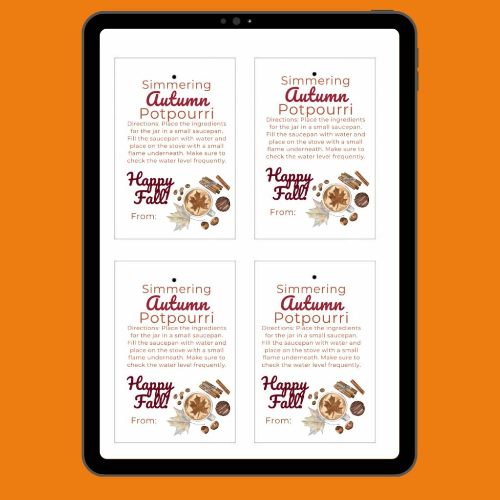 Autumn Simmering Potpourri Gift Tags