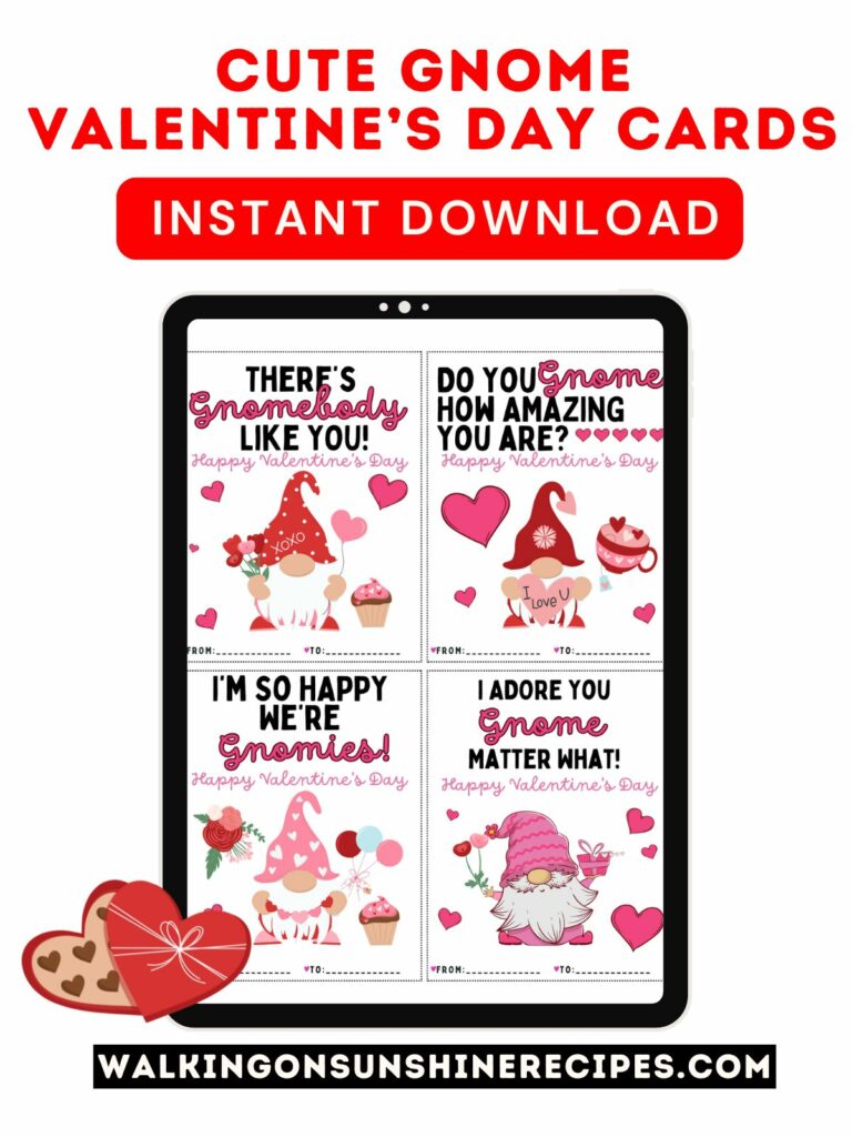 Cute Gnome Valentine's Day Cards for School
