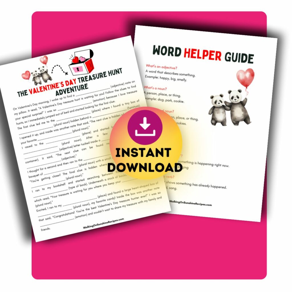 Valentine's Day Treasure Hunt Mad Lib