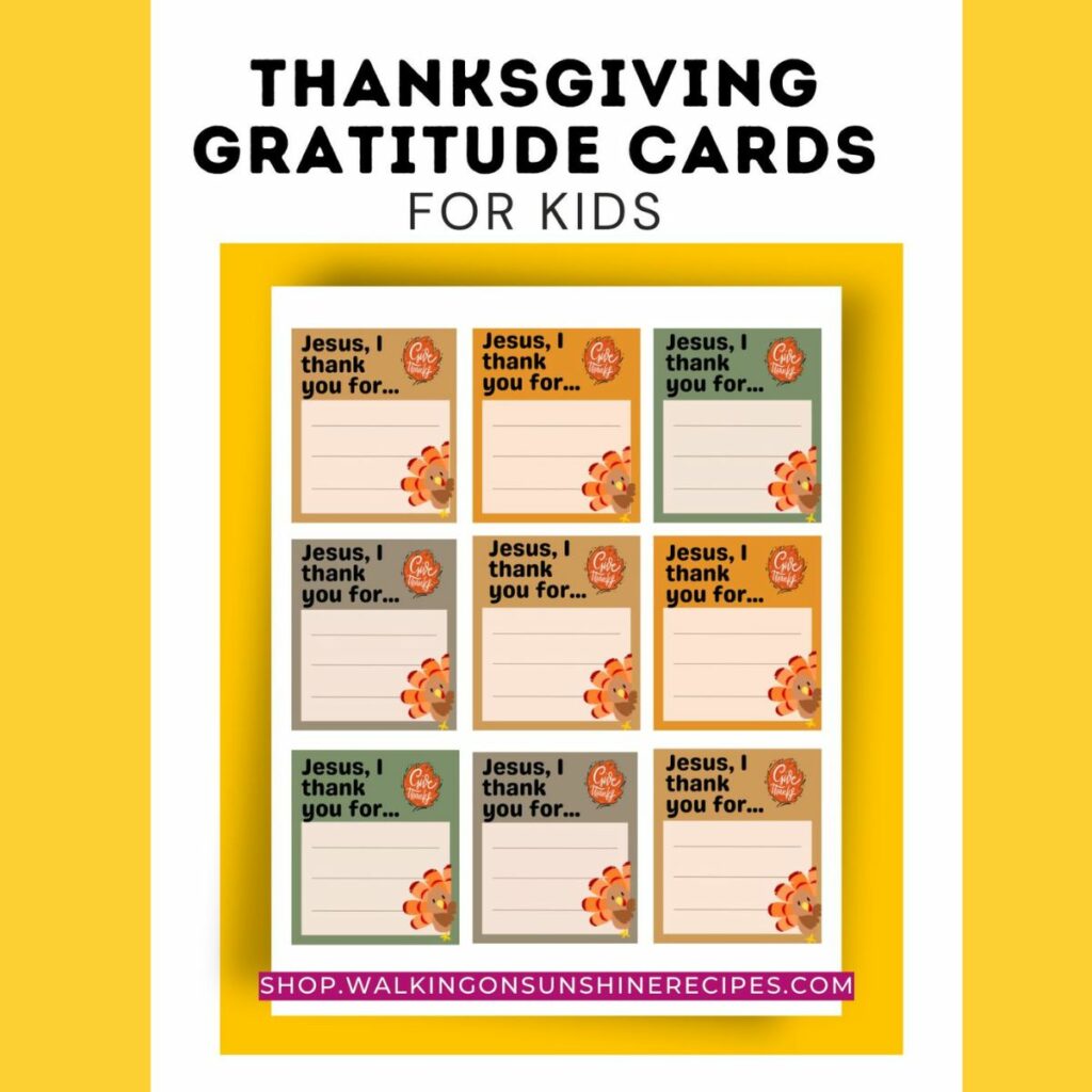Thanksgiving Gratitude Cards for Kids